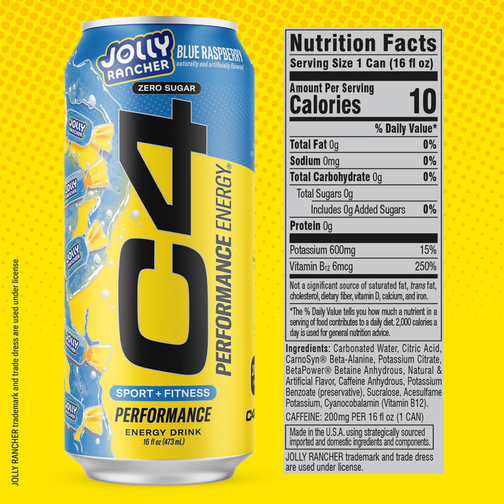 C4 Energy® x Jolly Rancher™ | Carbonated Energy Drink 16oz (12-Pack ...