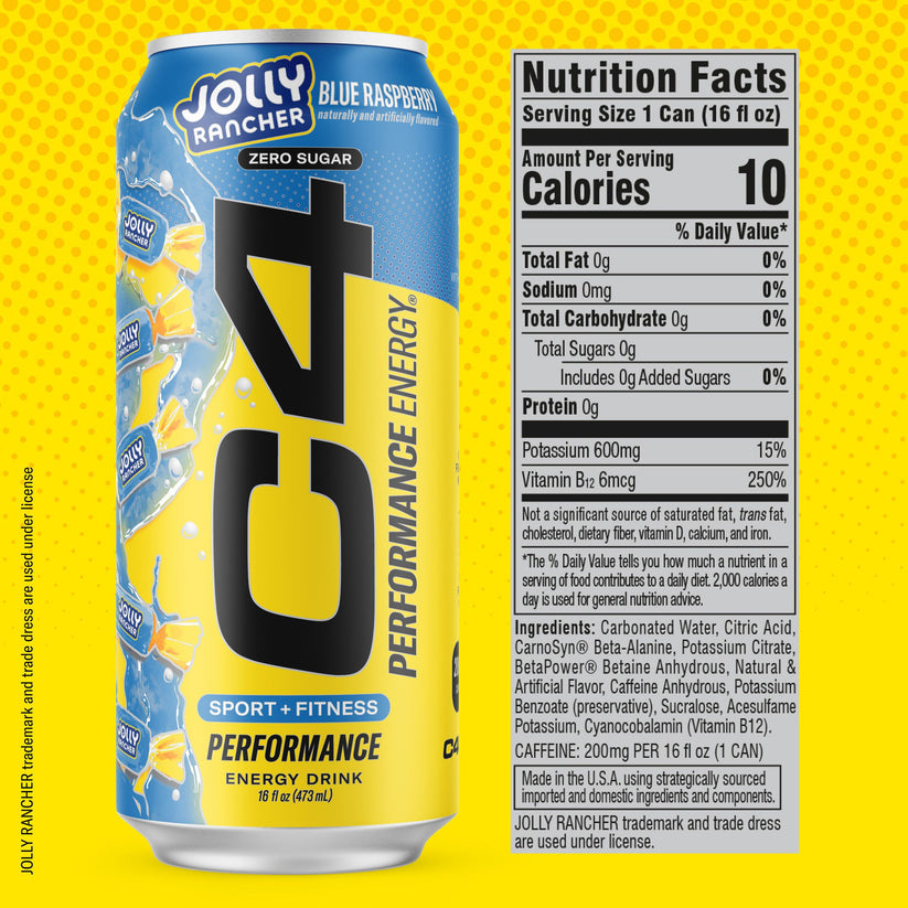 C4 Energy® x Jolly Rancher™ | Carbonated Energy Drink 16oz (12-Pack ...