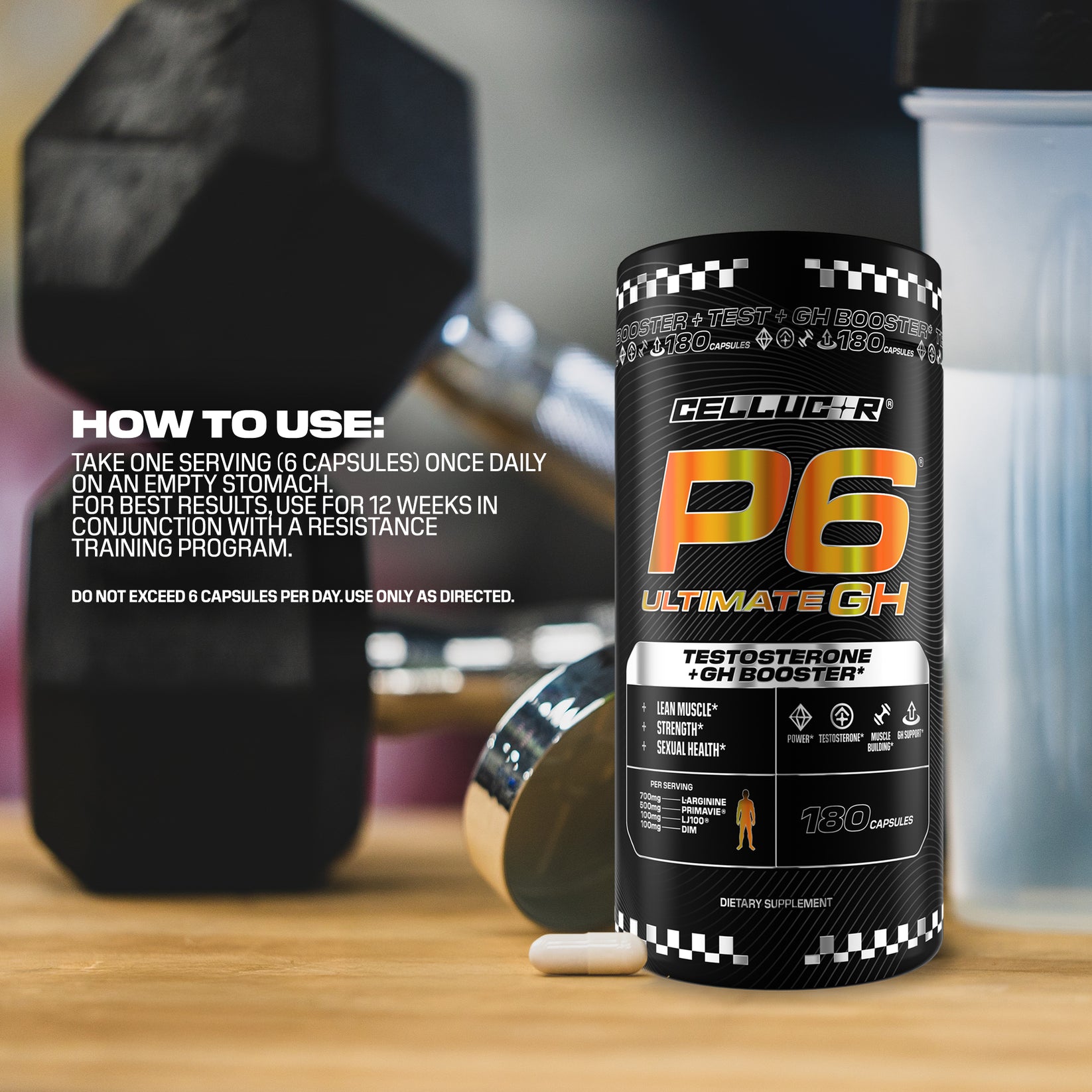 Cellucor® P6 Ultimate GH Testosterone Booster, 180 Capsules